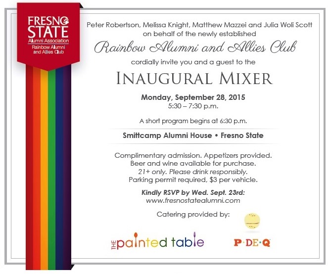 RAINBOW ALUMNI AND ALLIES CLUB INAUGURAL MIXER INVITATION – LGBTQ Fresno